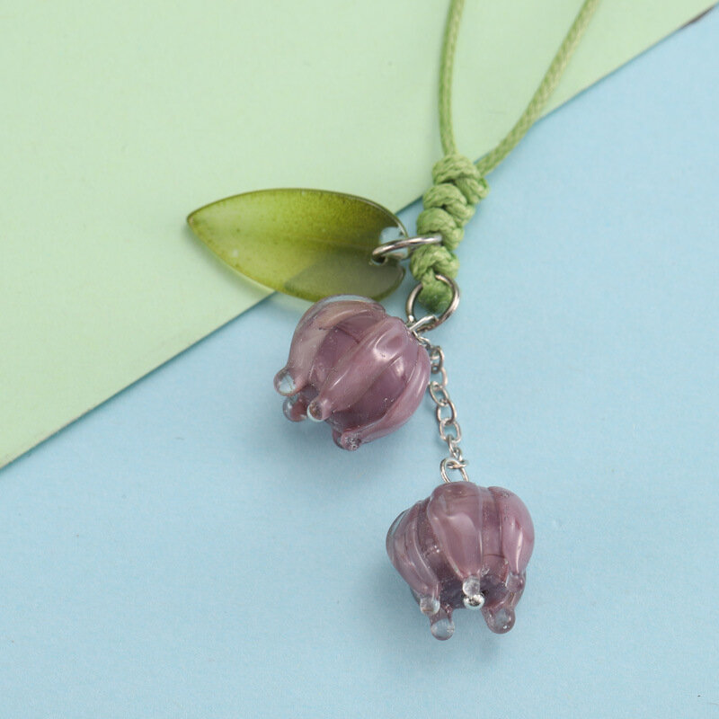 Брелок-подвеска "Тюльпан", ручной работы, фиолетовый