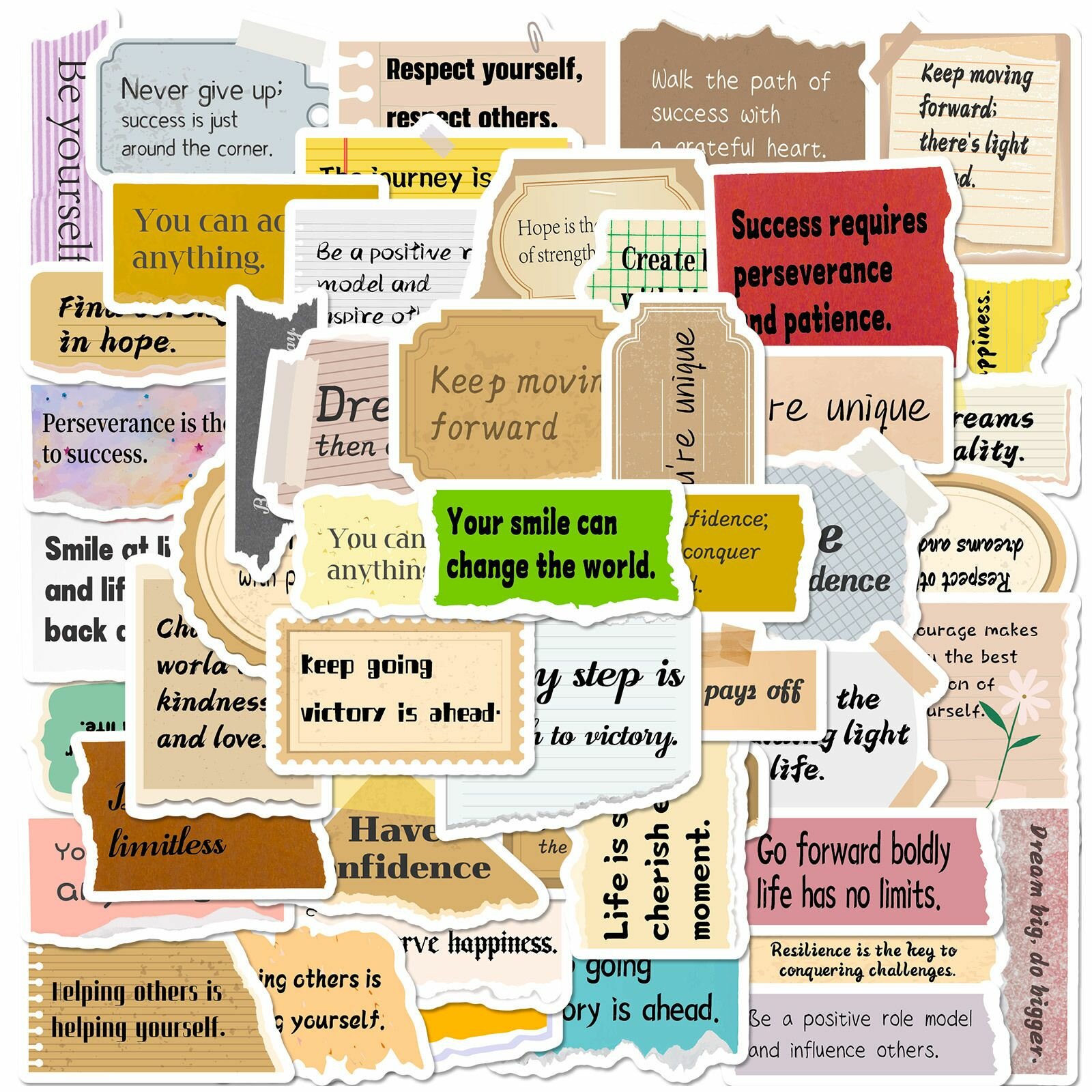 Набор из 50 мотивационных стикеров на английском, водостойкие наклейки для ноутбука, кружки, чемодана, гитары, креативный декор своими руками