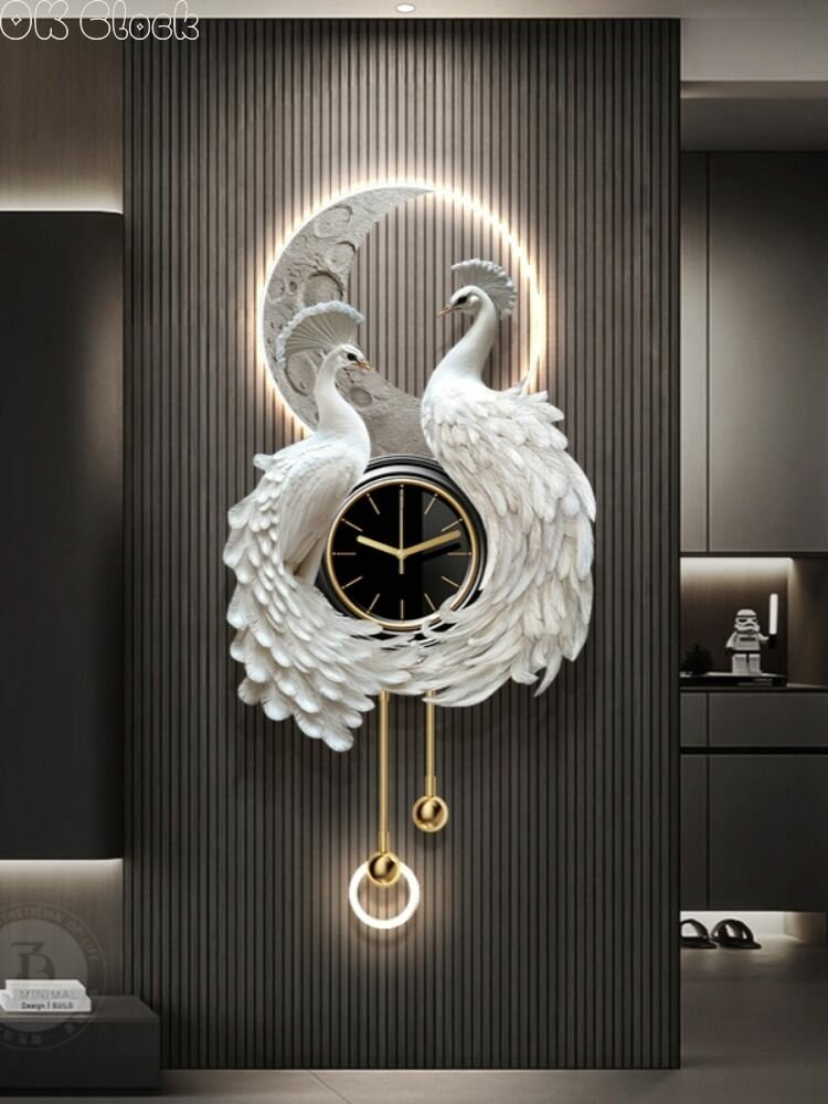 Имитация 3D павлина настенные часы с подсветкой