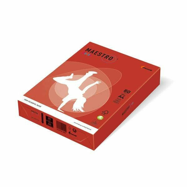Бумага цветная Maestro/IQ color "Color" А4, 80 г/м2, 500 л, кораллово-красная CO44