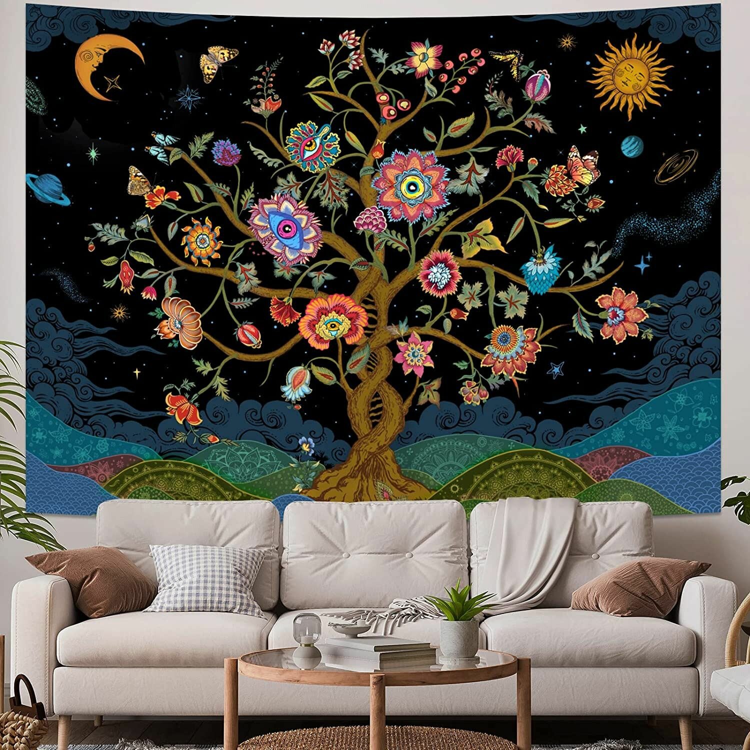 Гобелен Дерево жизни Триппи Солнце