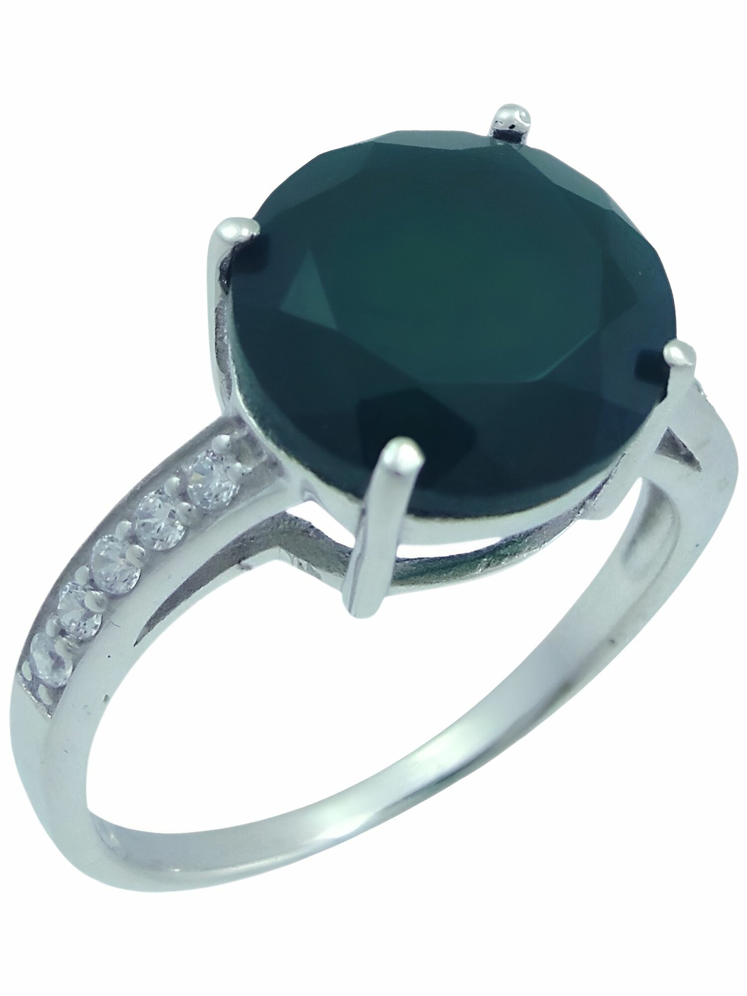 Кольцо тонкое, серебро, 925 проба, родирование, фианит