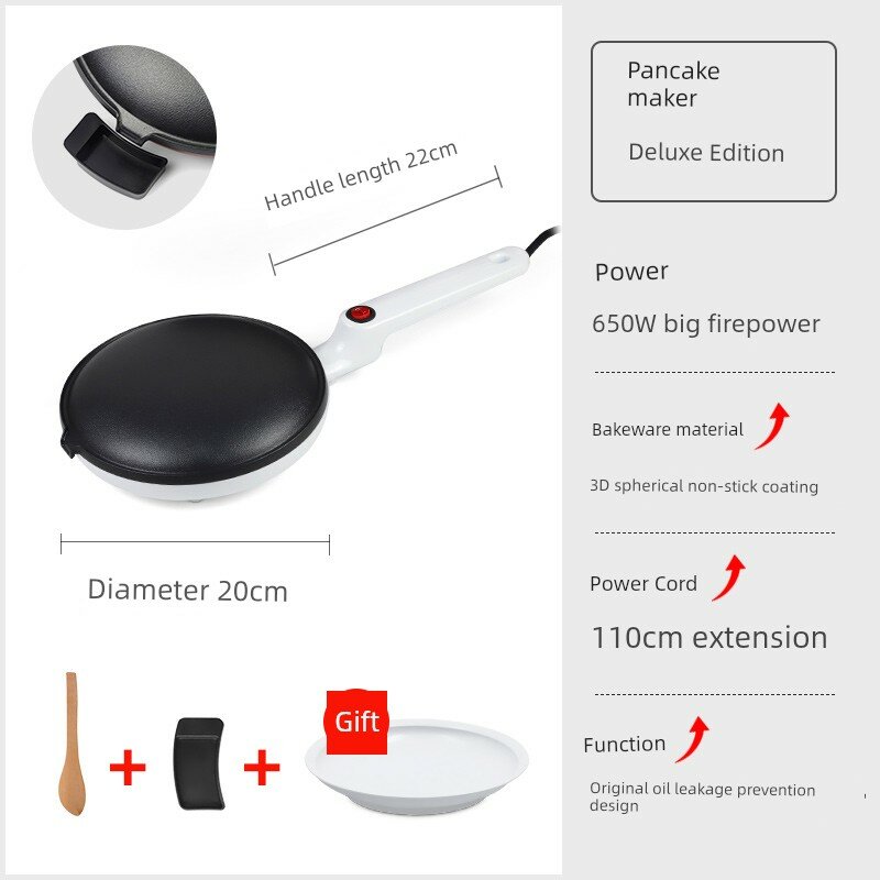 Электрическая блинница 650 Вт - Модный белый (Deluxe Edition)