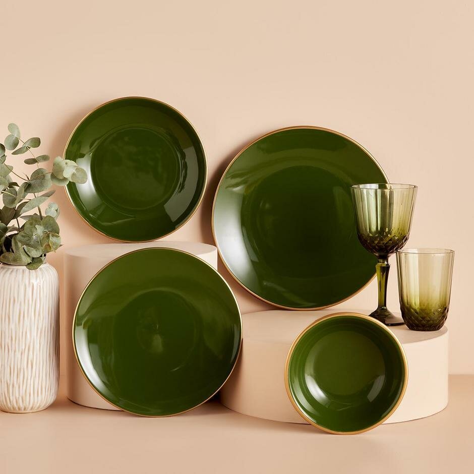 BELLA MAISON - Набор столовой посуды Allure Ceramic из 12 предметов на 4 персоны цвета хаки