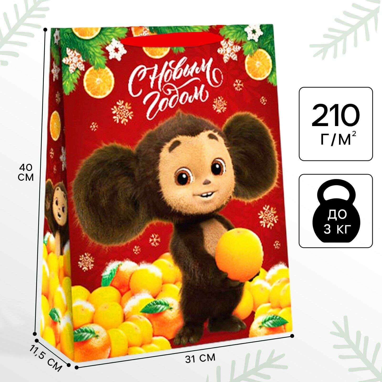 Пакет подарочный Дарите Счастье, дизайн: новогодний, цвет: красный