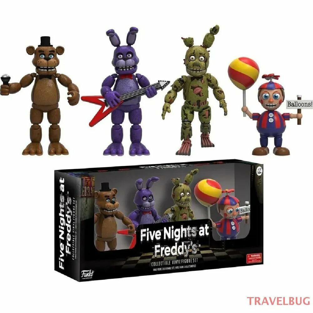 Комплект игрушек №2 - 4 фигурки по 5 см (спрингтрап, фредди, бонни, мальчик с шариками)