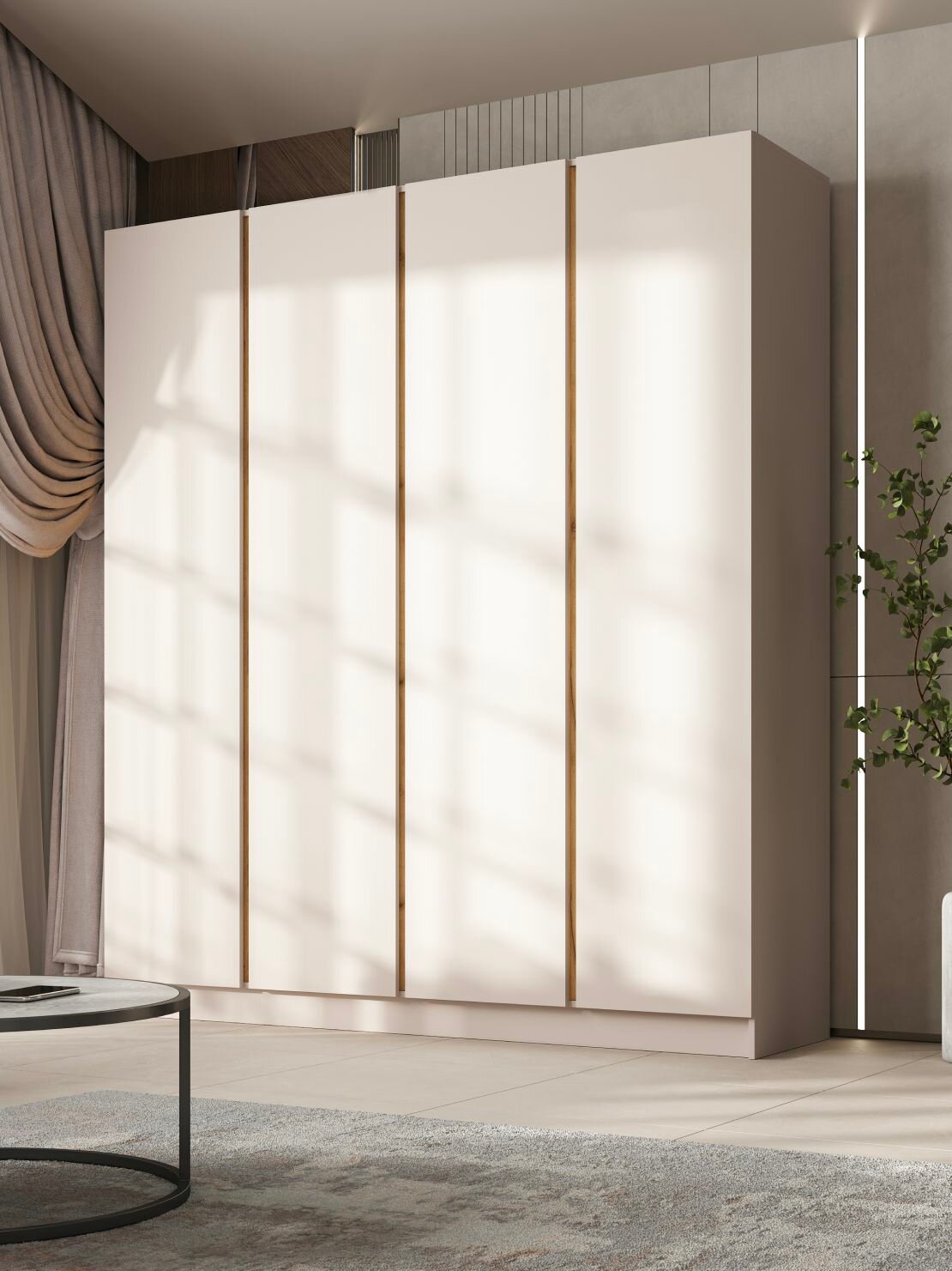 Шкаф распашной 4-створчатый Келвин (200х223.6х50.6) Кашемир/Кашемир