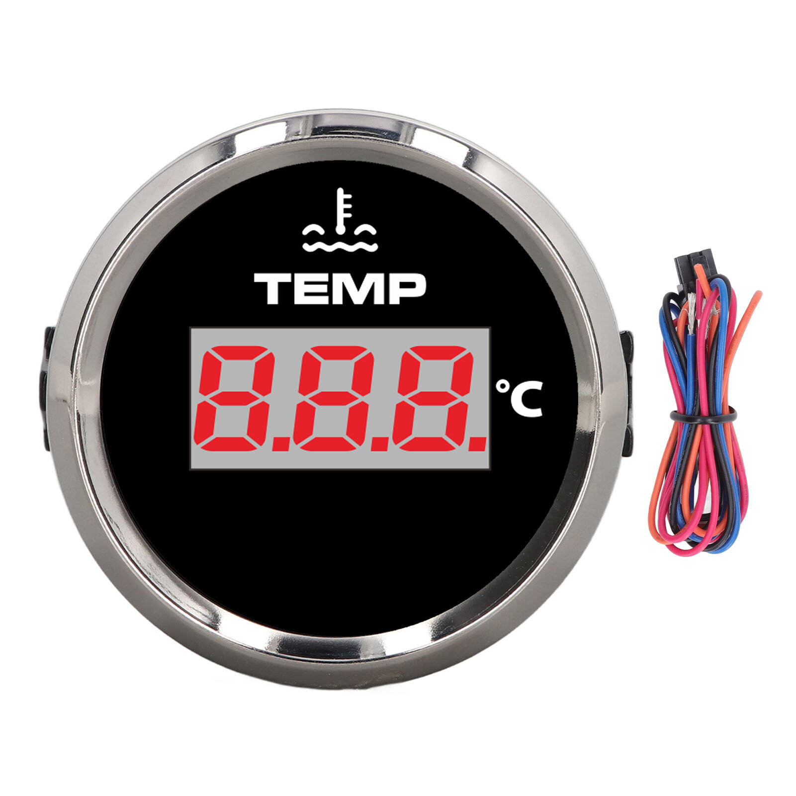 52 мм 0–120 ℃ Цифровой температурный показатель температуры воды IP67 Водонепроницаемый красная подсветка для автомобиля RV Truck Boat