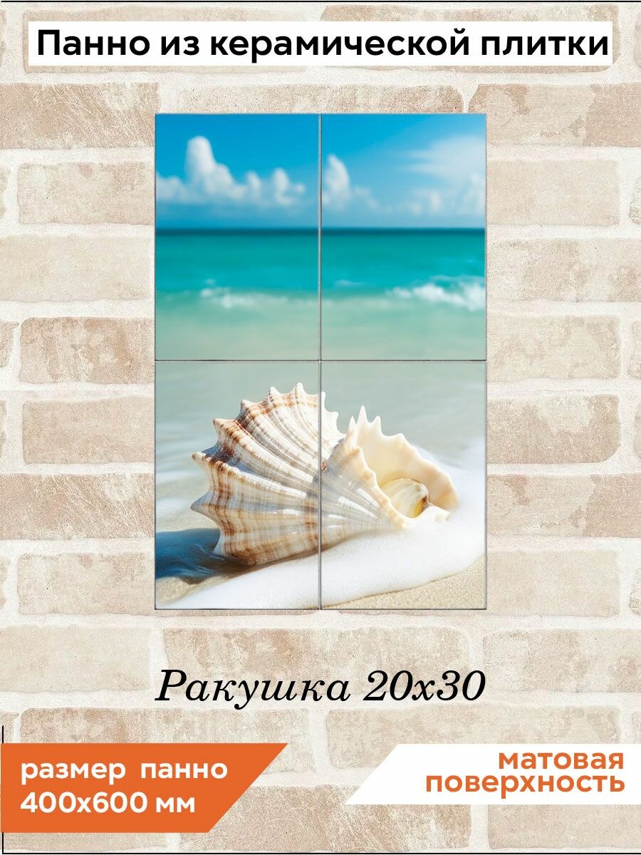 Панно из керамической плитки Ракушка 20х30