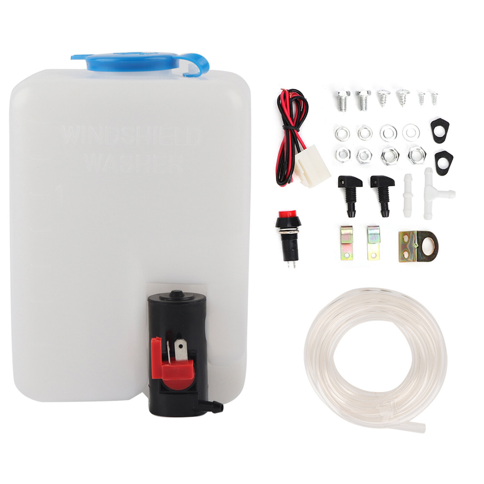 Универсальный комплект насоса омывателя 12 В с бачком для стеклоочистителя объемом 1,8 л, надежная система очистки автомобильных стекол.