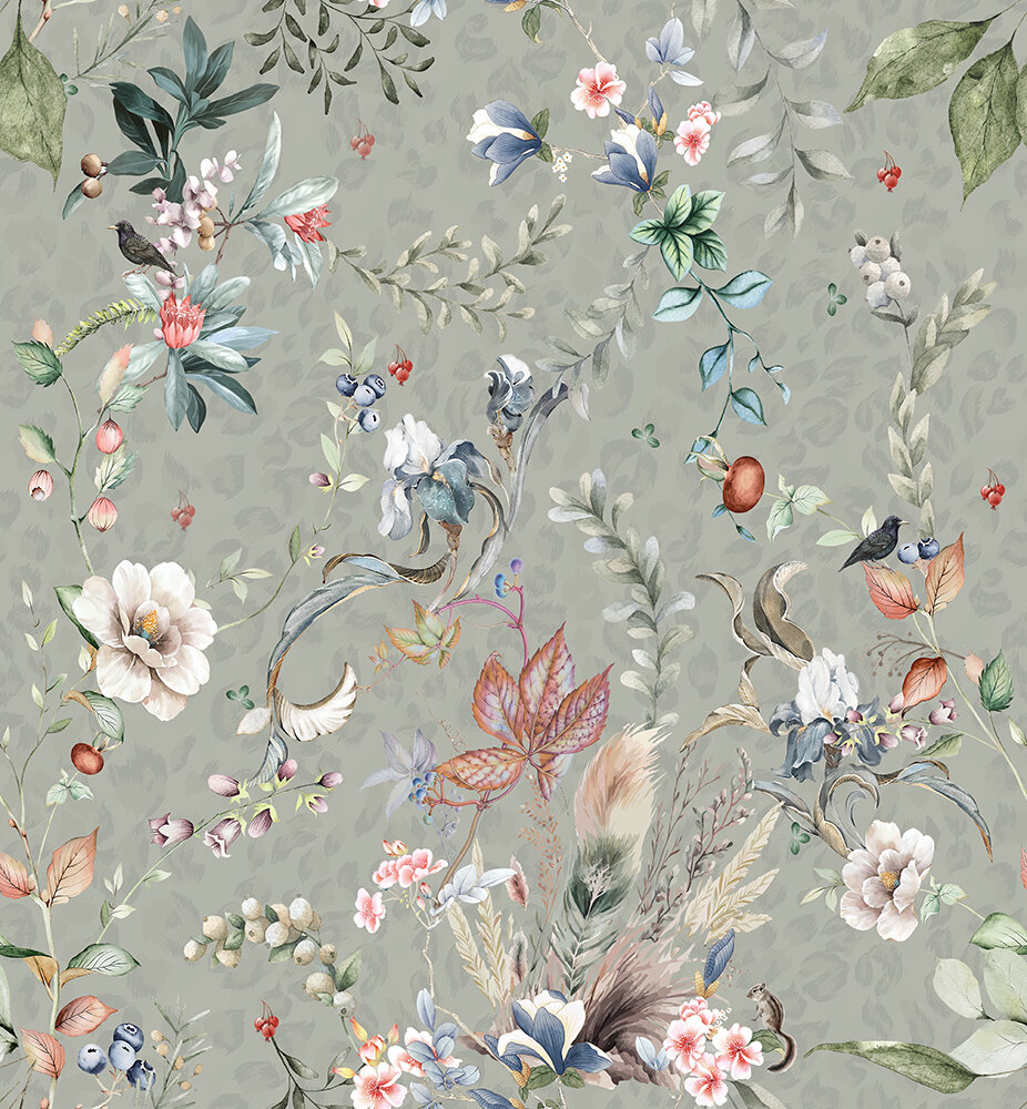 Фотообои Уютная стена "Мягкий фон с цветами и птицами", флизелиновые, 250х270 см