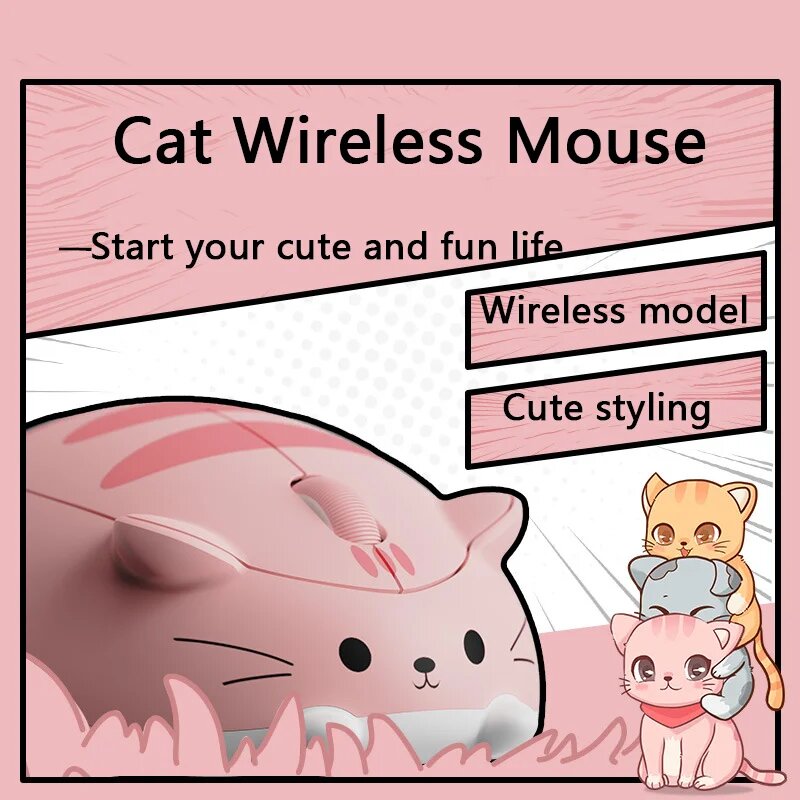 Беспроводная мышь Cat 2,4G + Bluetooth3.0/5,0, три режима, милый беспроводной розовый мультяшный настольный ноутбук, универсальный для девочек, подарки, мыши, pink