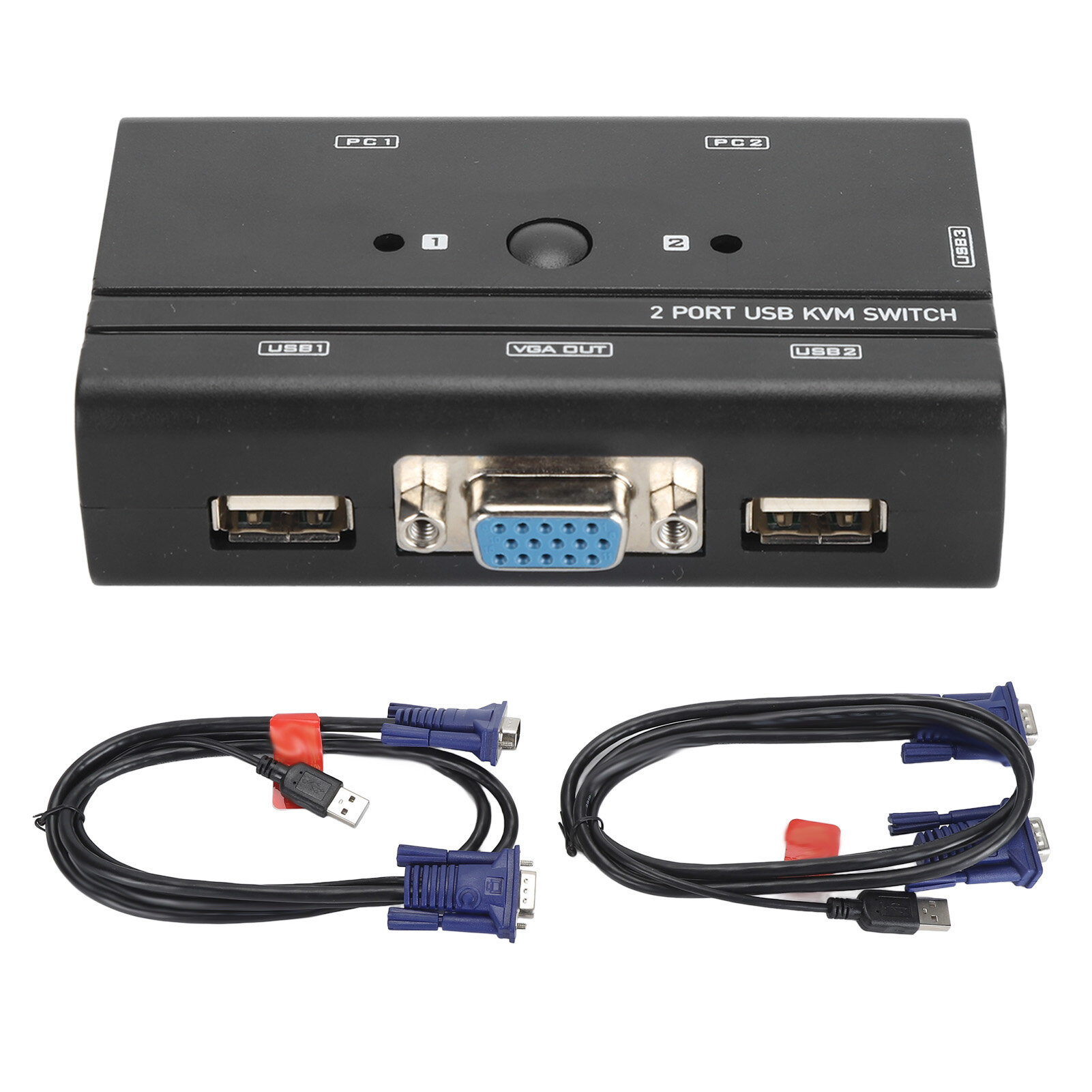 VGA USB KVM-переключатель 2-портовый ручной KVM-переключатель VGA для совместного использования 2 ПК 1 видеомонитор Клавиатура Мышь Сканер Принтер USB-устройства для Windows 10 8 7 XP