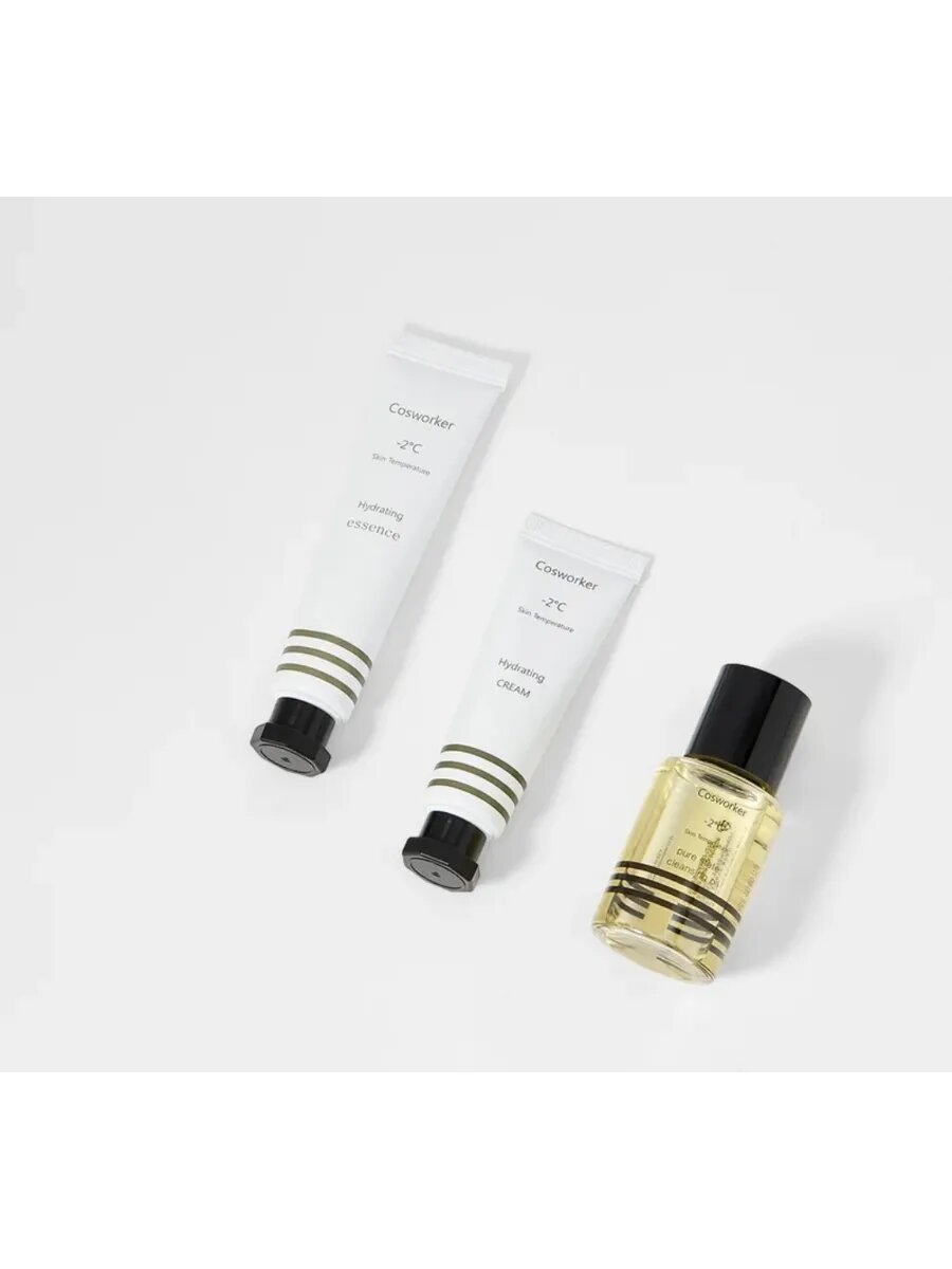 Набор для путешествий Cosworker -2° Skin Temperature Travel Set, гидрофильное масло, эссенция, крем — фото 1