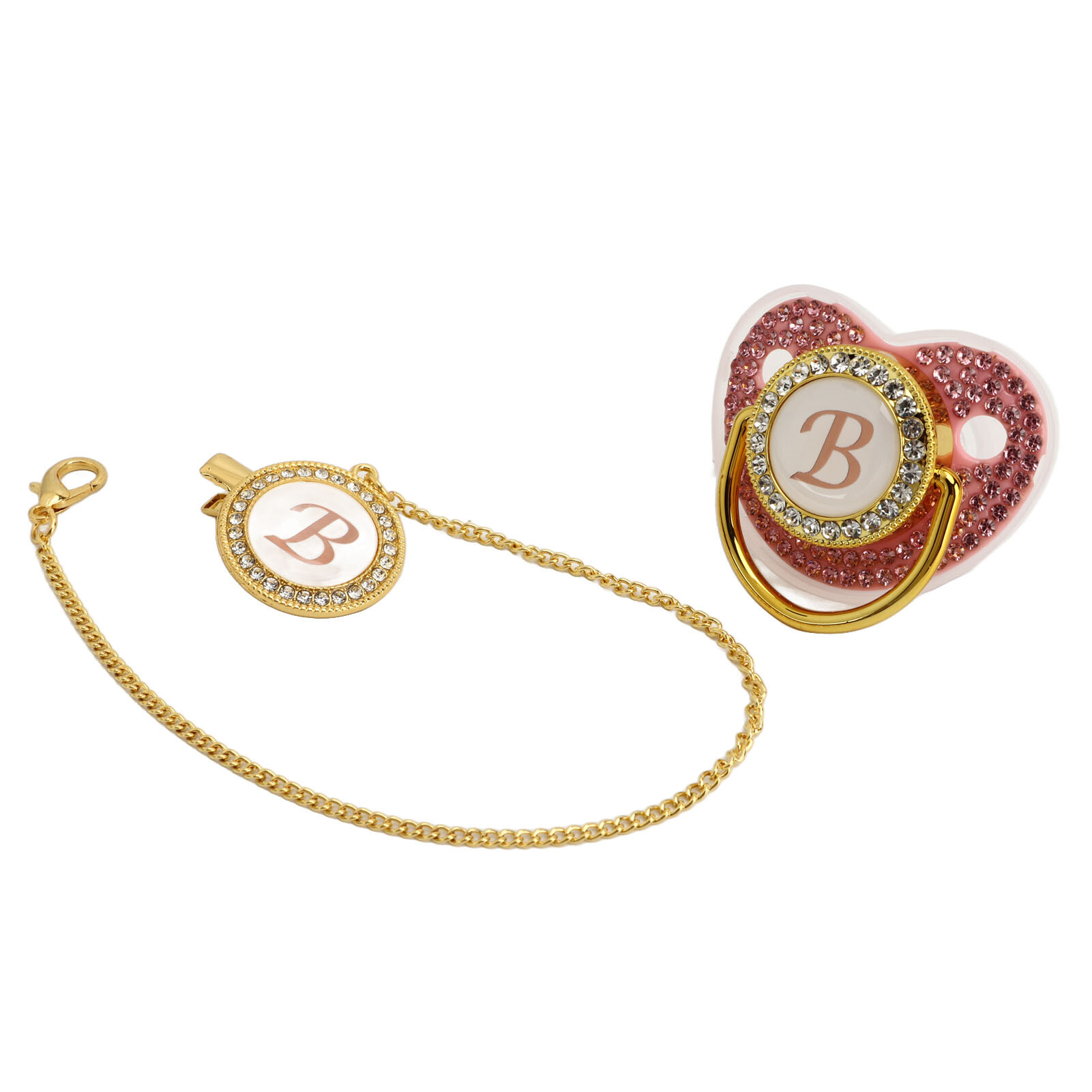 Золотистая детская соска-пустышка, украшенная стразами, изогнутого дизайна, силиконовая пустышка для кормления детской молочной смесью, буква B.