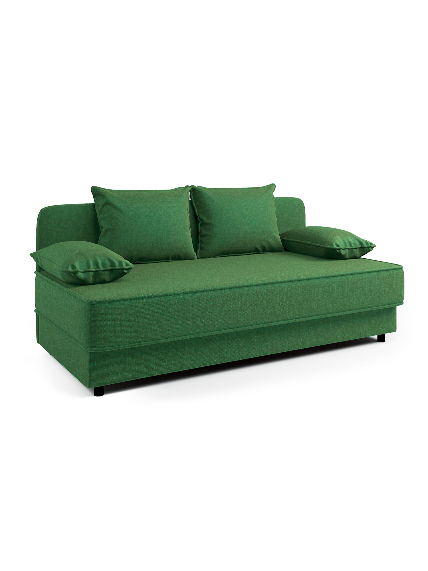 Диван Прима 194х81х82 см, подъемный механизм, ящик для белья, рогожка зеленый