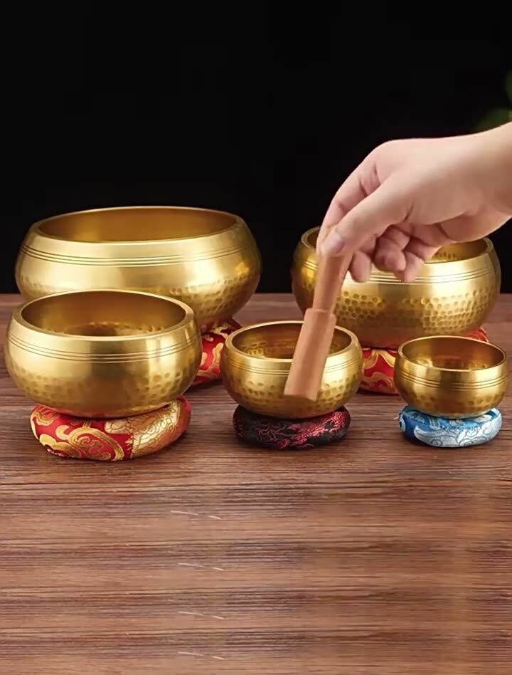 Набор тибетских чаш "Звуки Гармонии", GG, золотистый, ручная работа,1 шт