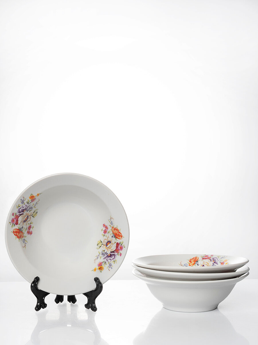 Набор фарфоровых мисок 300 мл Дулево "Мейсенский букет", 4 шт