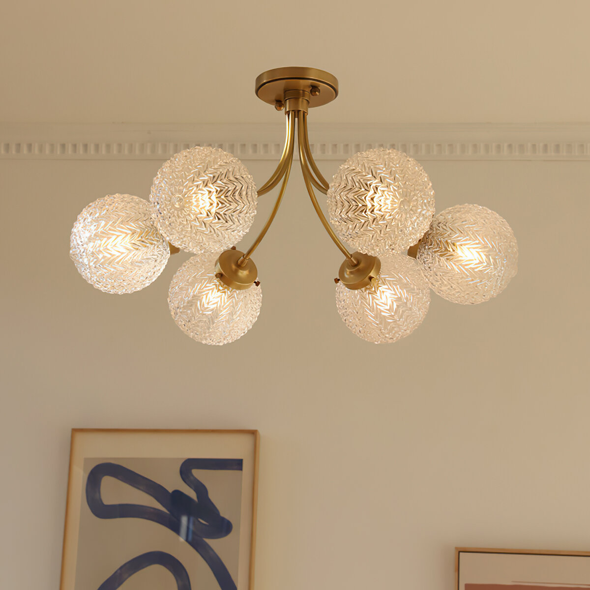 Люстра потолочная ikea, 6 рожков, E14, сменная лампа, золотой цвет