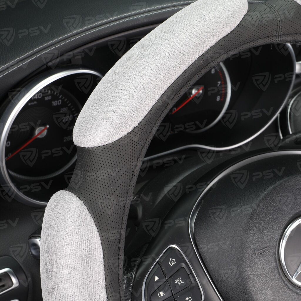 Оплётка руля PSV RACE SUPER Алькантара, Эко кожа черный/серый