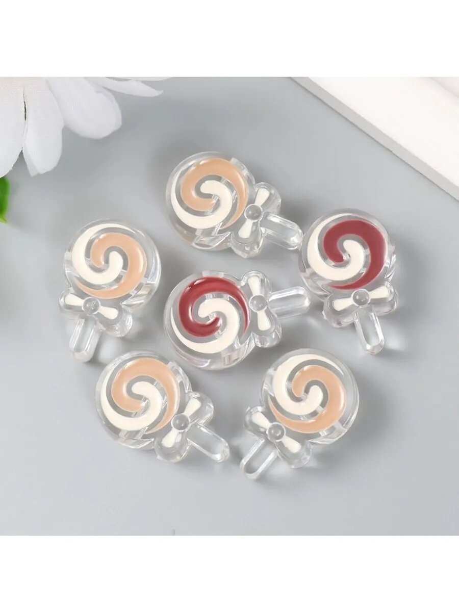 Набор бусин пластик "Кофейный аромат, Леденец на палочке" гл