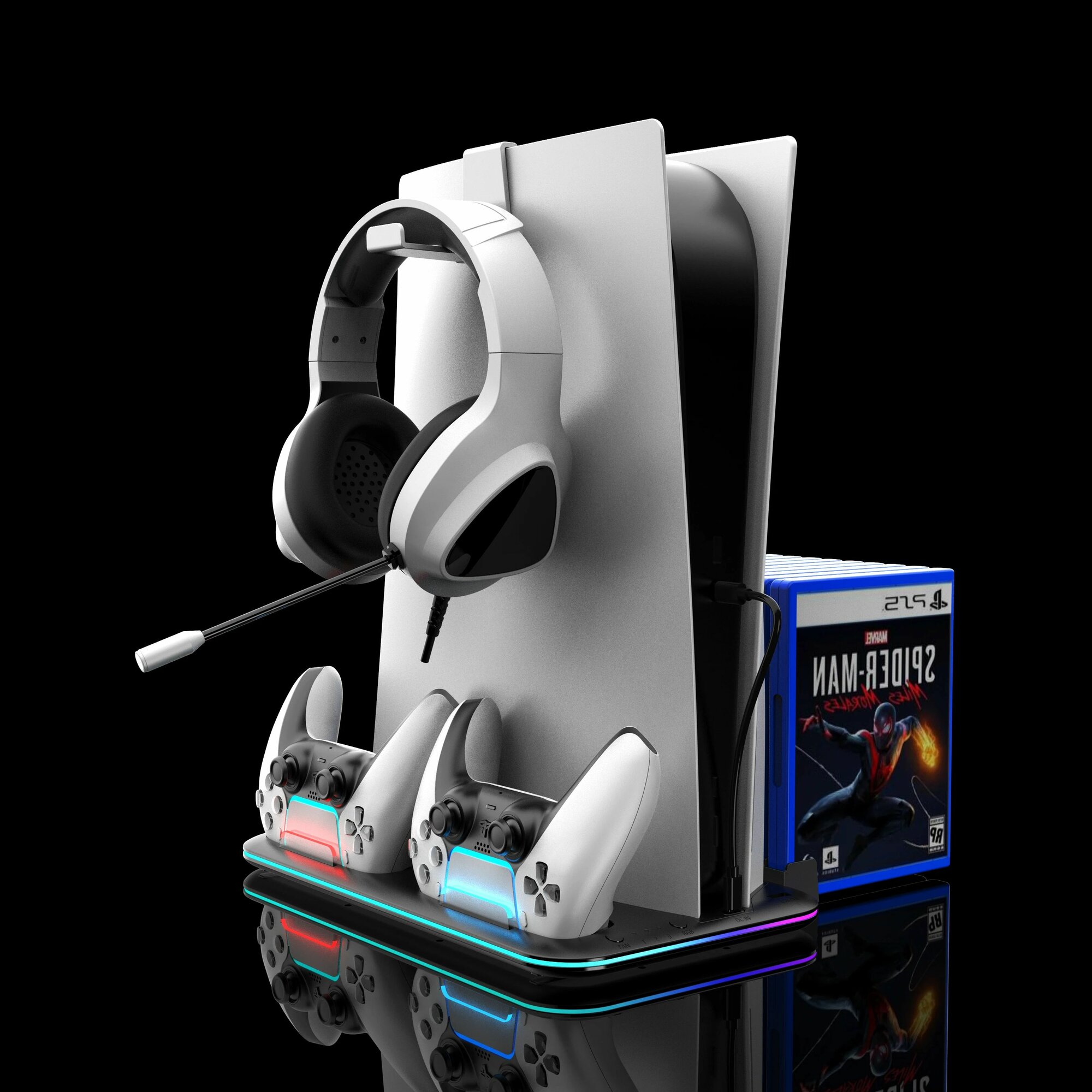 Ps5Slim и PS55, а также горизонтальный охлаждающий кронштейн основания ручки с функцией одновременной зарядки и RGB-подсветкой