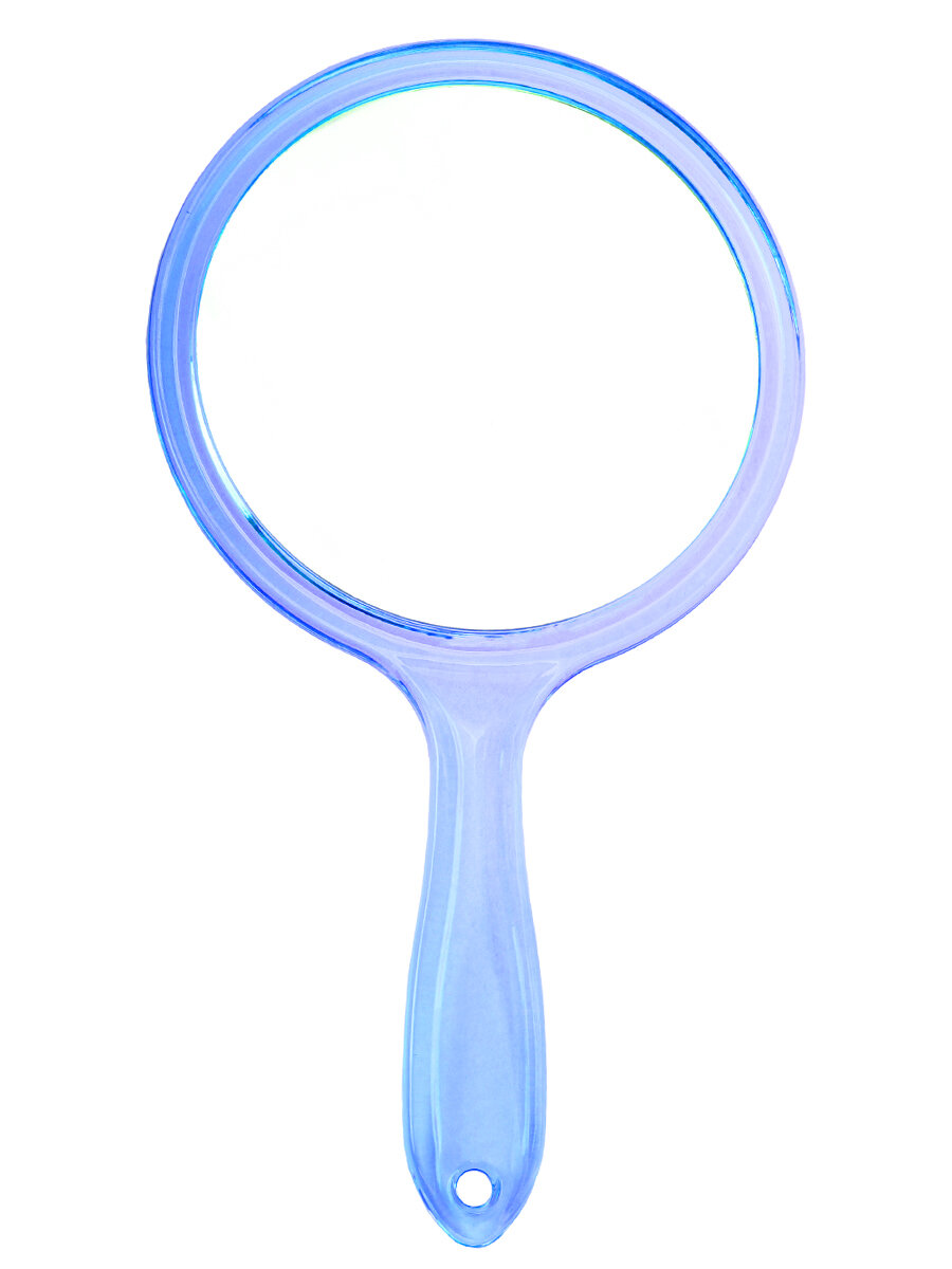 Зеркало двухстороннее голубое с ручкой 2-х кратное увеличение, 10 см.