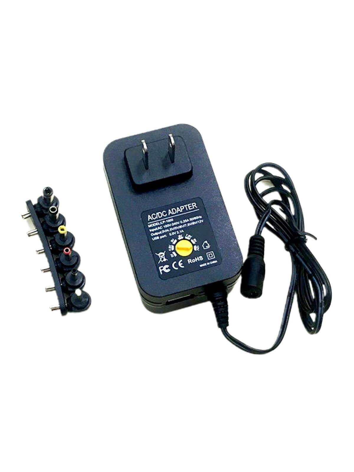 ACtoDC 3-12V Adjustable Power Supply Universal with 6 Connector Tips & USB Charger AC3-12V Charging Adapter Replacement