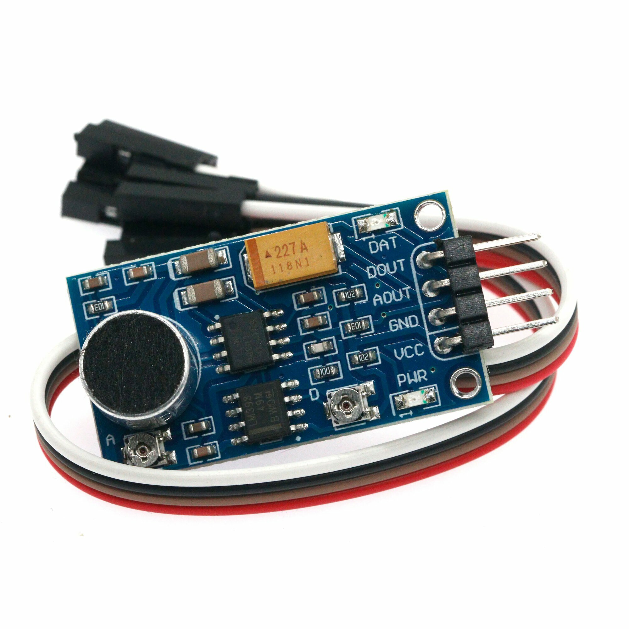 LM386 Модуль усилителя мощности звука Датчик обнаружения звука Плата голосового датчика для обнаружения звука окружающего звука