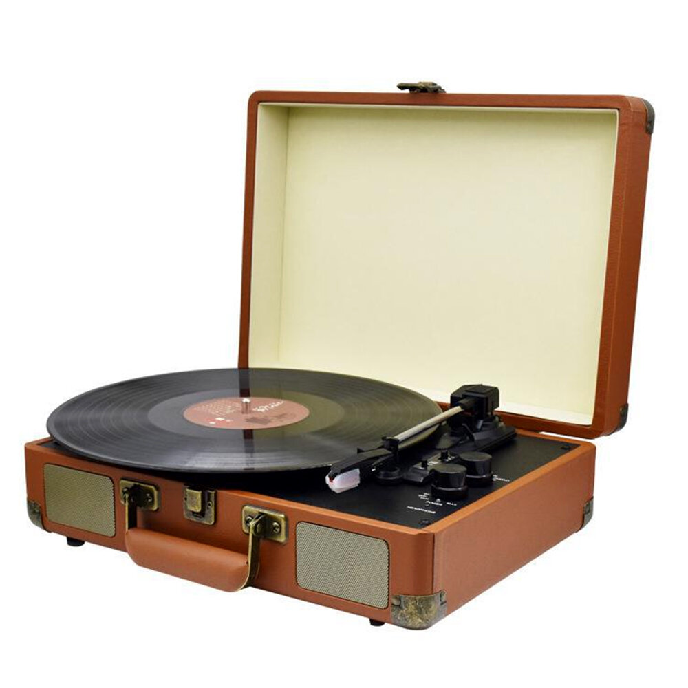 Vinyl Record Player 3-Speed Turntable with Built-in Speakers BT Function Support 3 Size 7” /10” /12” Portable Belt-Driven Vintage for Entertainment and Home Decoration