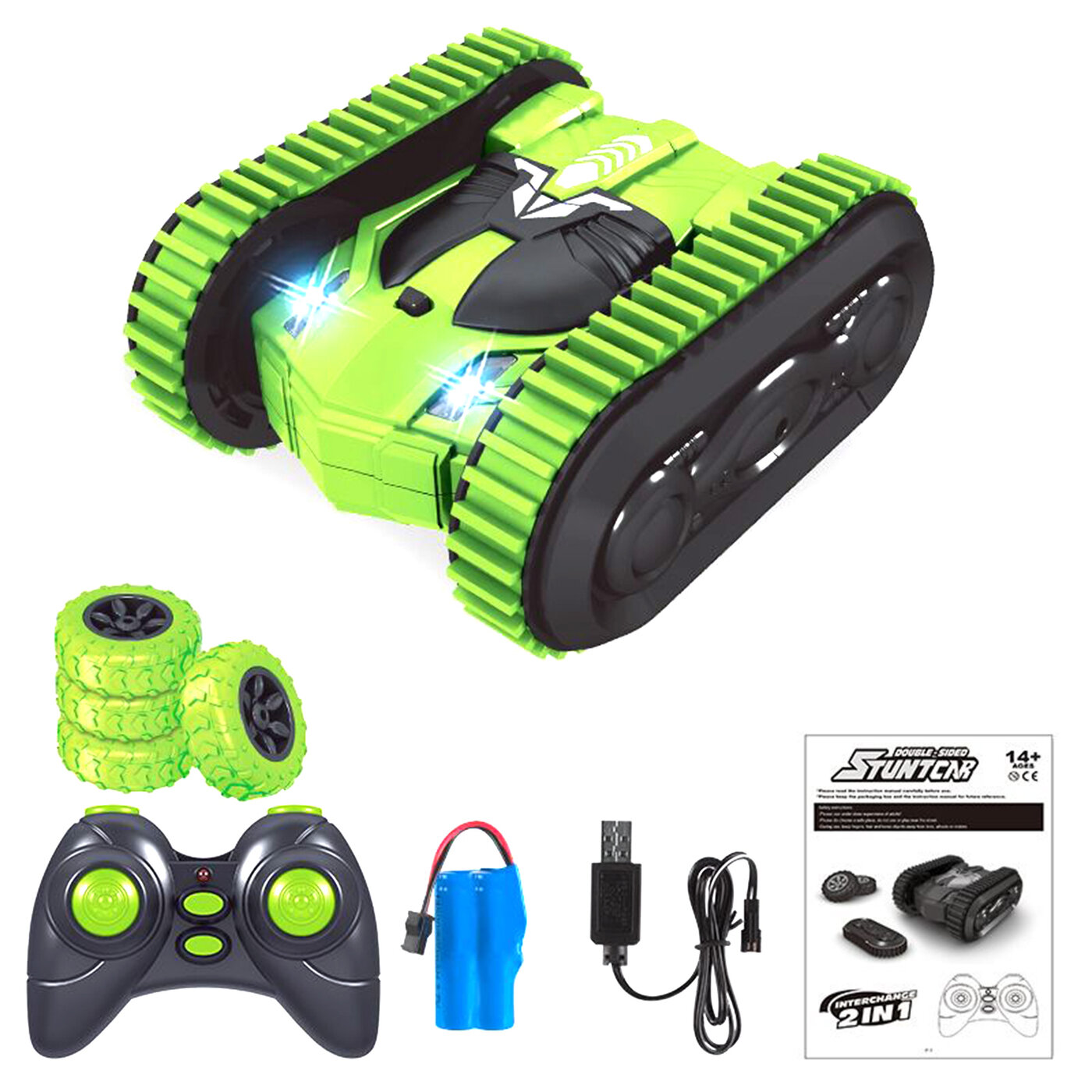 Двухсторонняя радиоуправляемая гусеничная машинка-каскадер