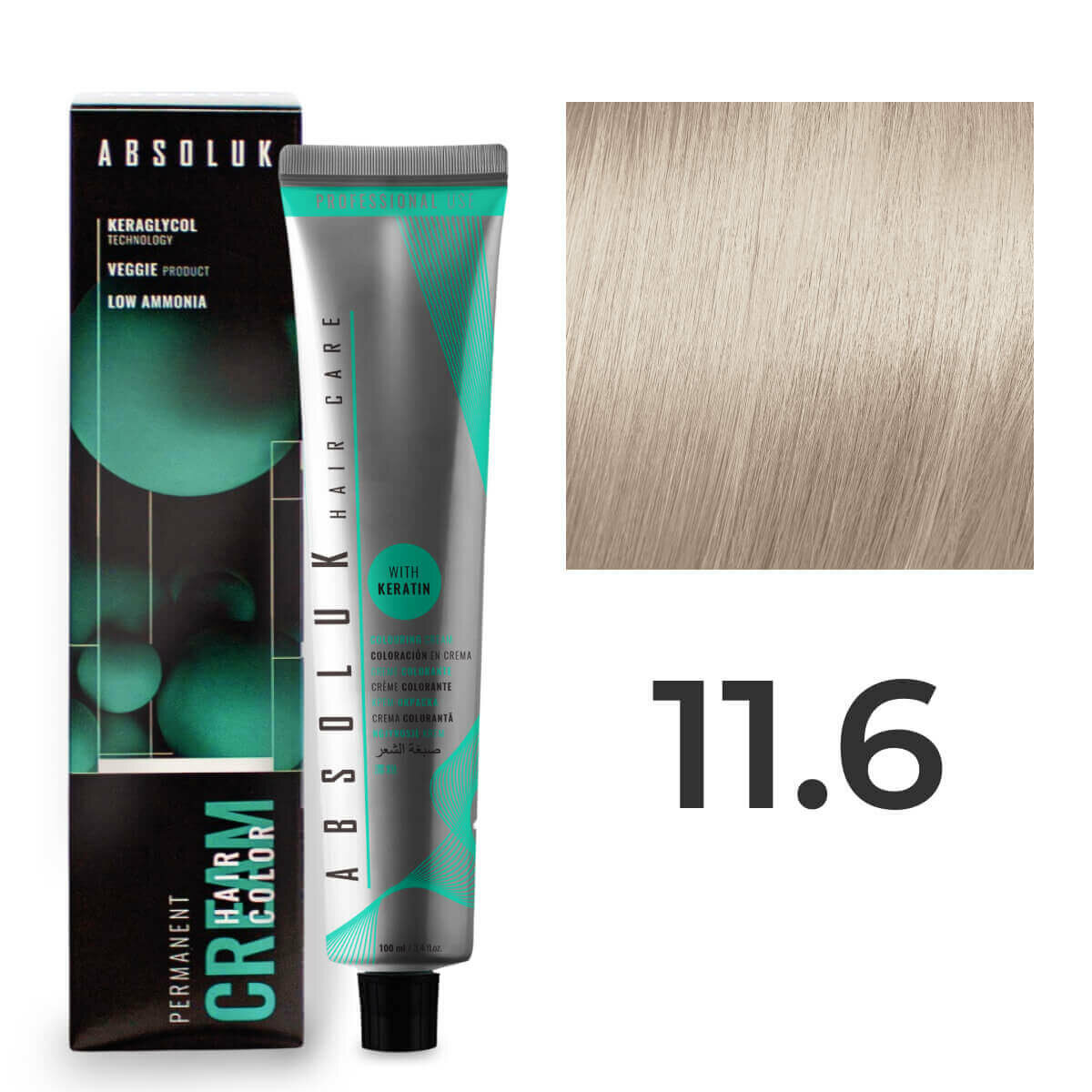 Перманентная крем-краска для волос Absoluk Hair Color Cream 11.6 Суперосветляющий блонд Бежевый, 100 мл