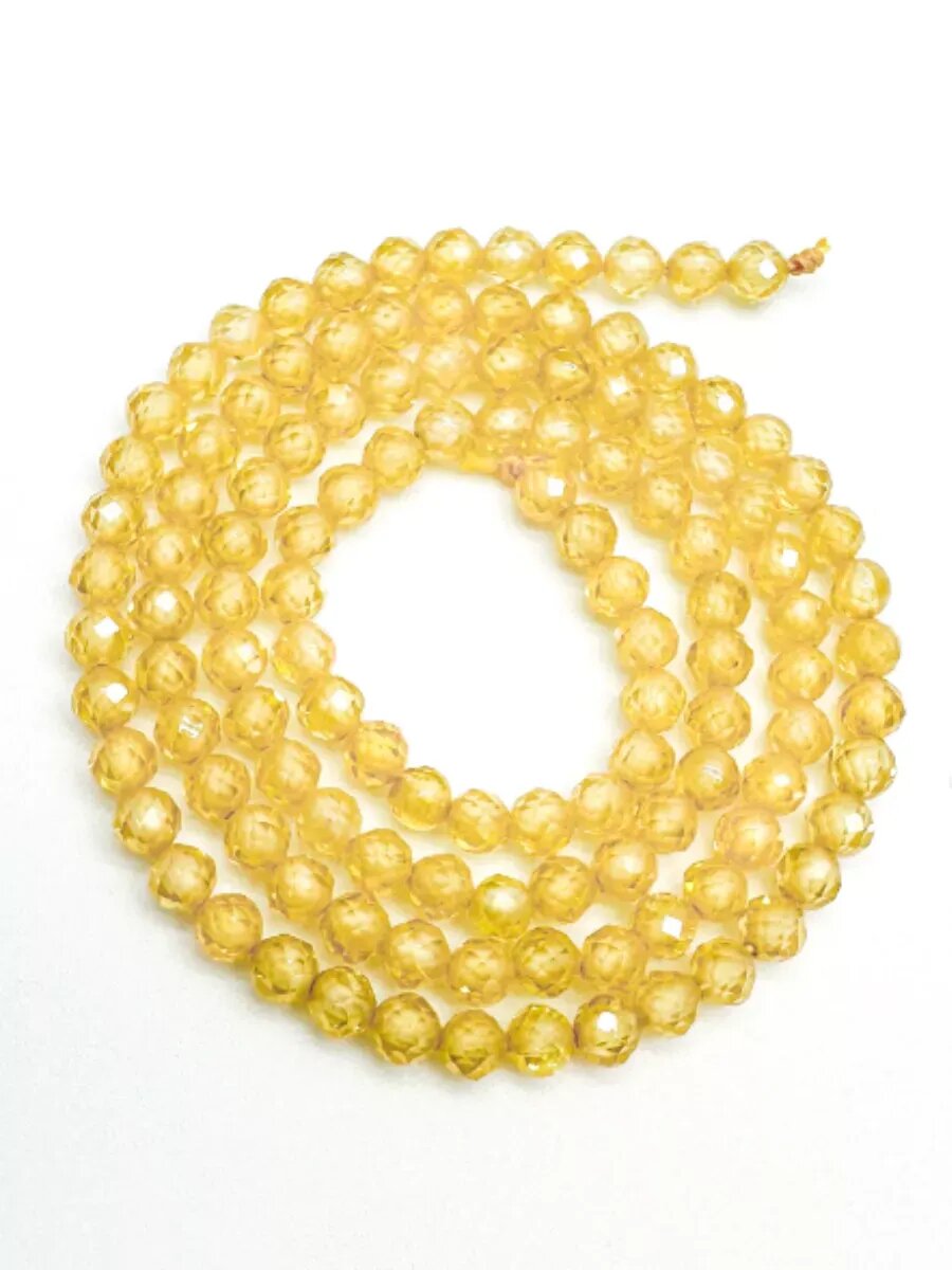 0811 Камешки циркона в стильной огранке желтые 3мм 1нить хит