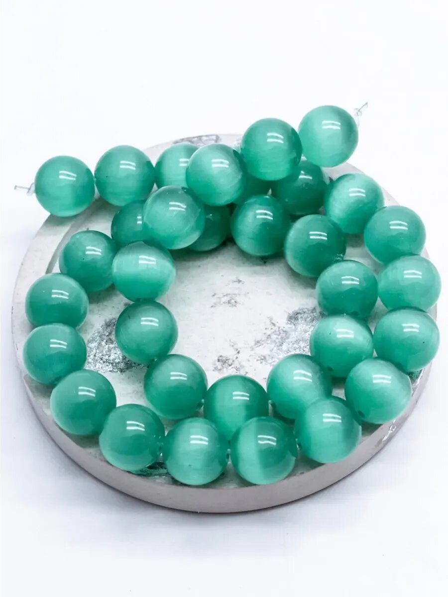 1528 Кошачий глаз премиум 12 мм 1 нить для создания амулета