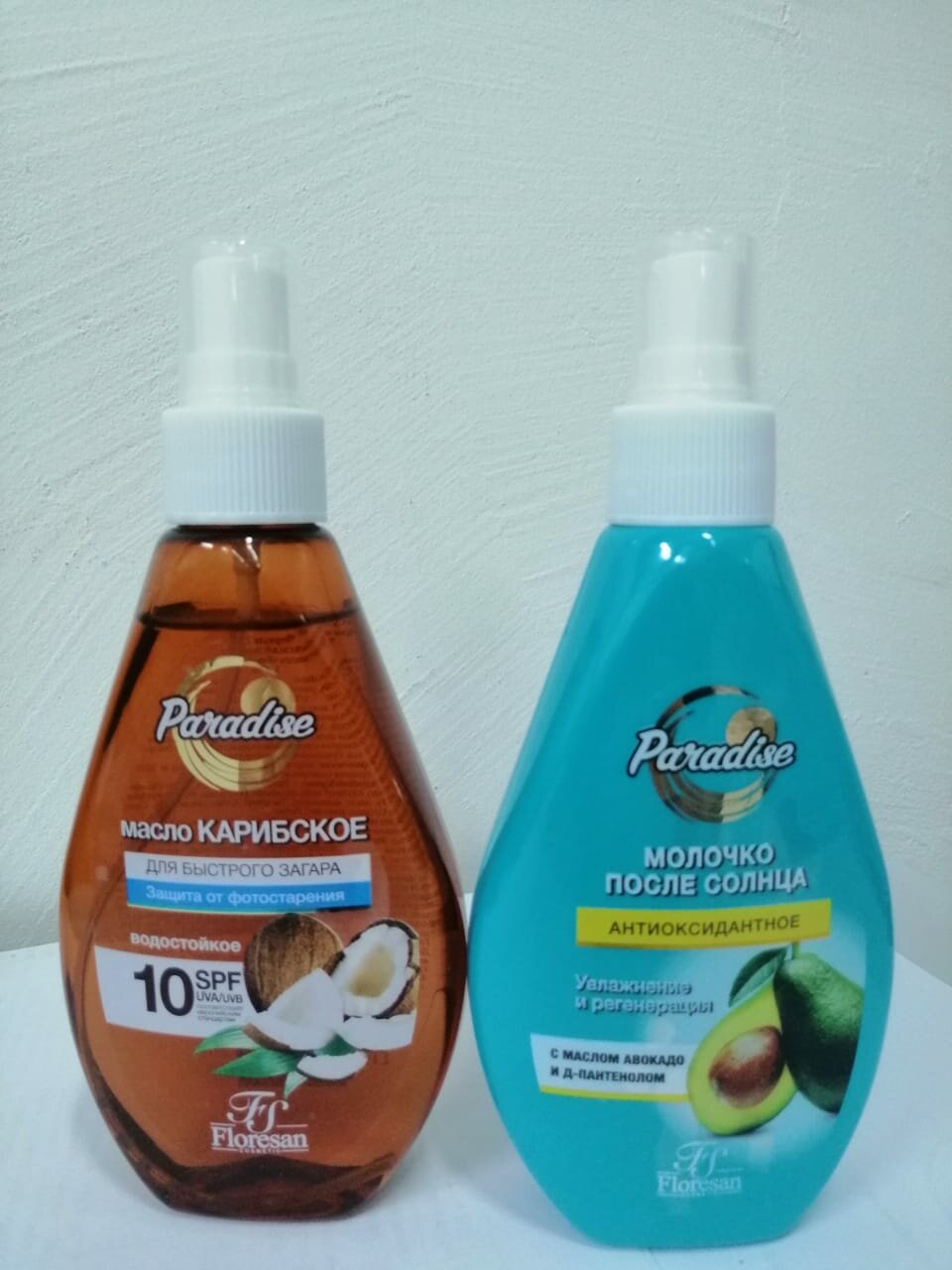 Набор солнцезащитной косметики, Флоресан, молочко после солнца+масло для быстрого загара "карибское" spf 10 160 мл