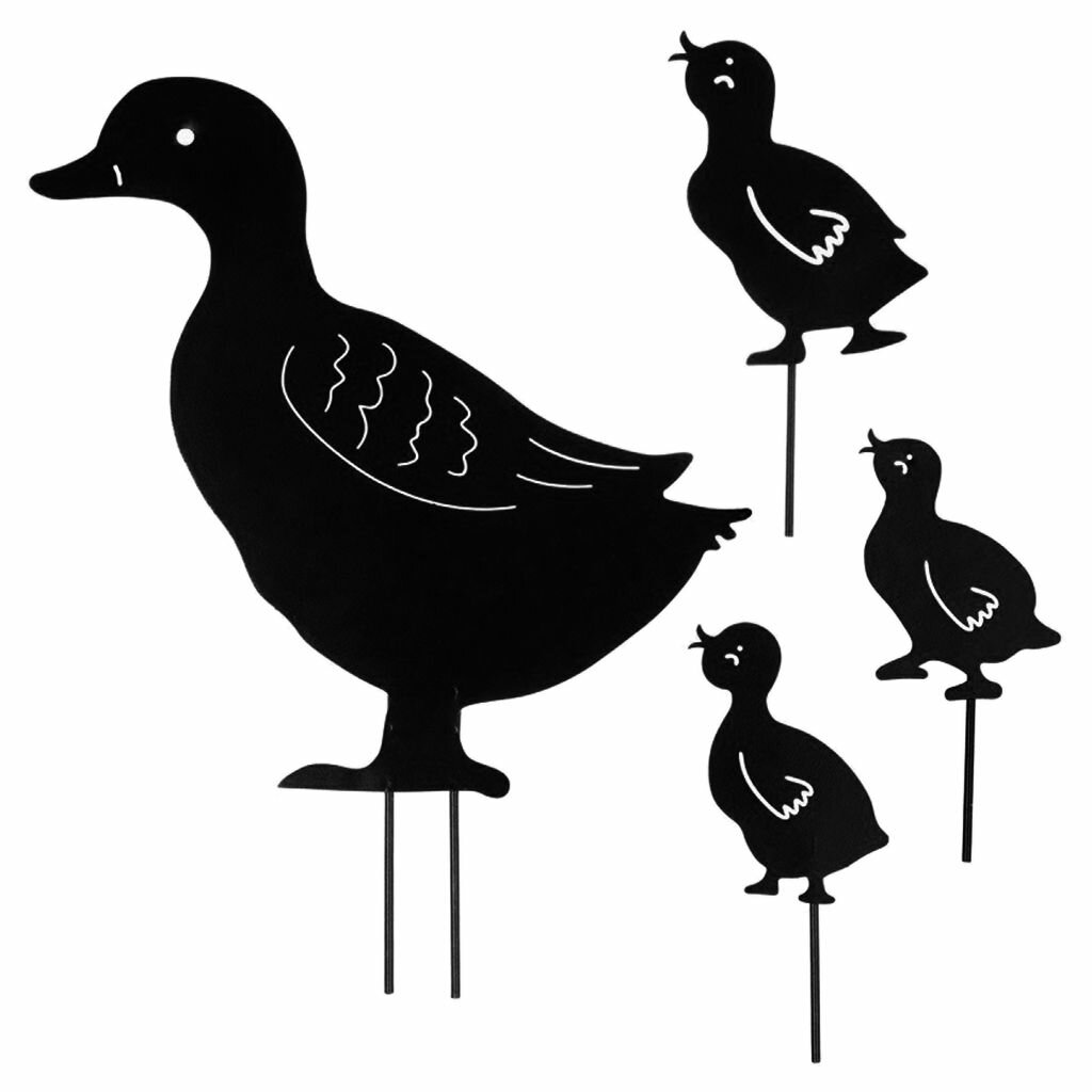 Курица Утка Семья Газон Двор Арт Сад Статуя Металлические Колья Набор