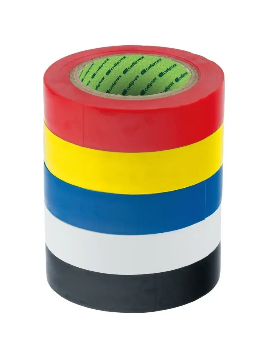 Изолента набор из 5 штук 15 мм х 10 м цветная