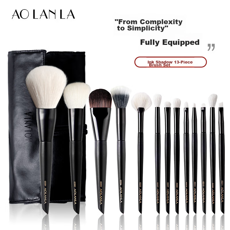 AOLANLA 13-Piece Makeup Brush Set, Wool Eyeshadow And Blush Brushes, Portable Beauty Tools, Birthday Gift for Girlfriend