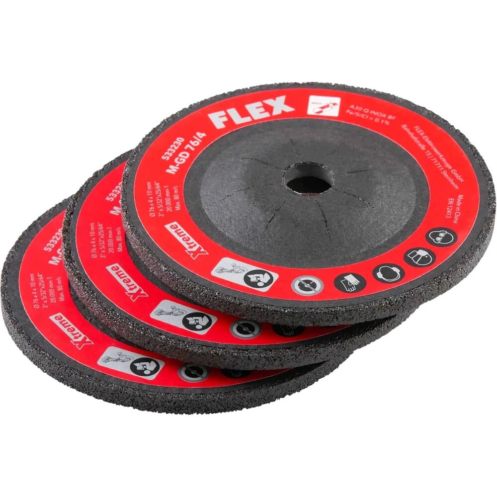 FLEX Набор из 3-х дисков 76 мм M-GD 76/4 VE3 для УШМ 533230