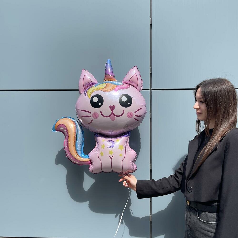 Фольгированный шар Кот-Единорог T0017. Leora Flowers дом цветочной моды