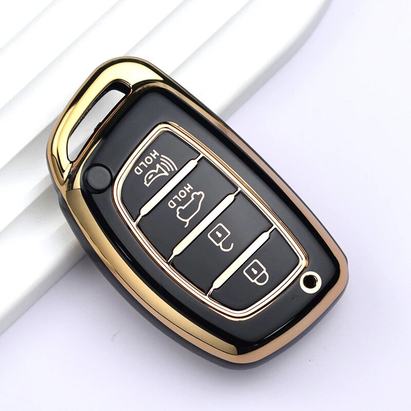 Для Hyundai Creta Ix35 Ix45 I10 I30 I40 Tucson Santa Fe Rena Sonata Elantra 4 4button black cover