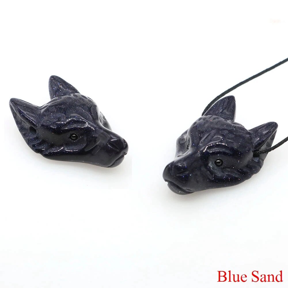 Голова волка из темного синего камня, Blue Sand