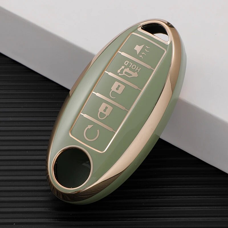 Чехол для автомобильного ключа с 5 кнопками для Nissan X Trail T32 Rouge Maxima 5button green cover