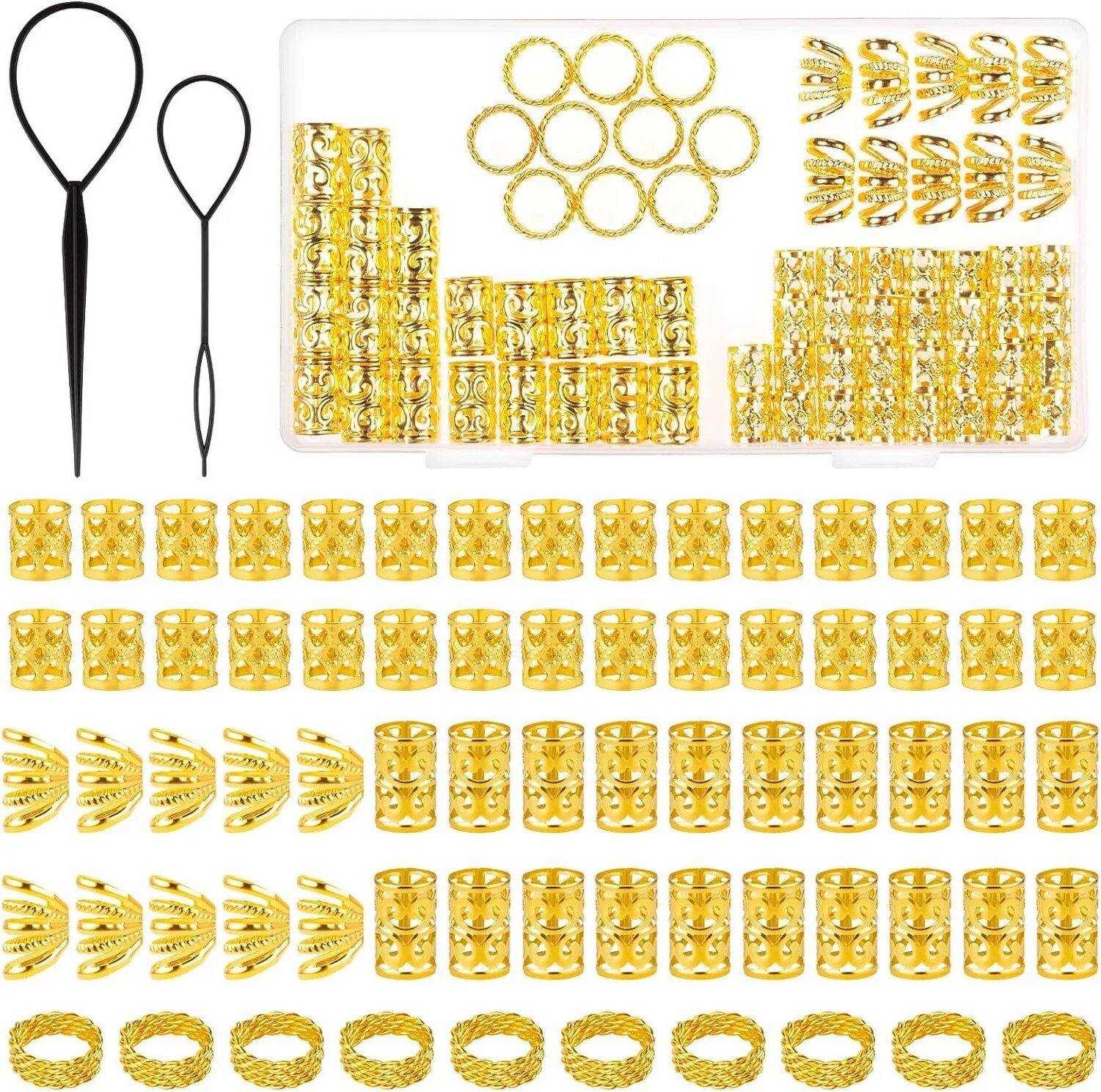 Серебряные и золотые бусины для волос gold