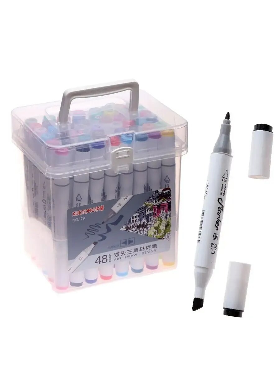 Маркеры двусторонние набор 48 цветов