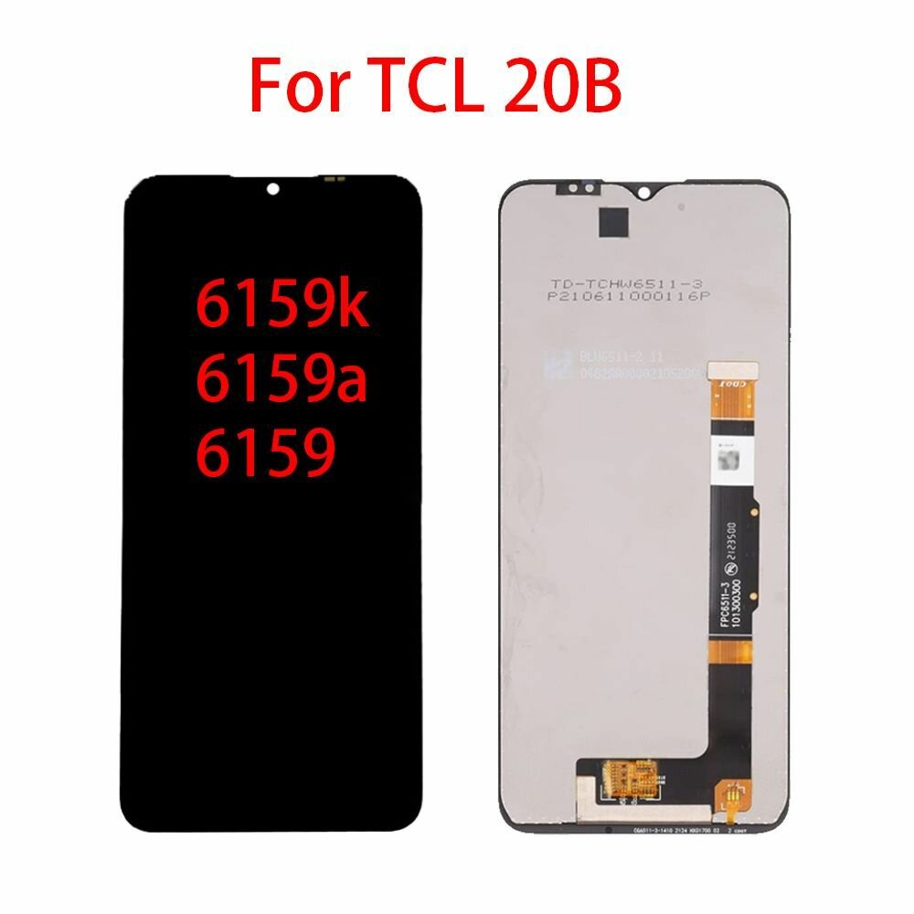 Дисплей для TCL 20B Дисплей для в сборе с тачскрином Чёрный