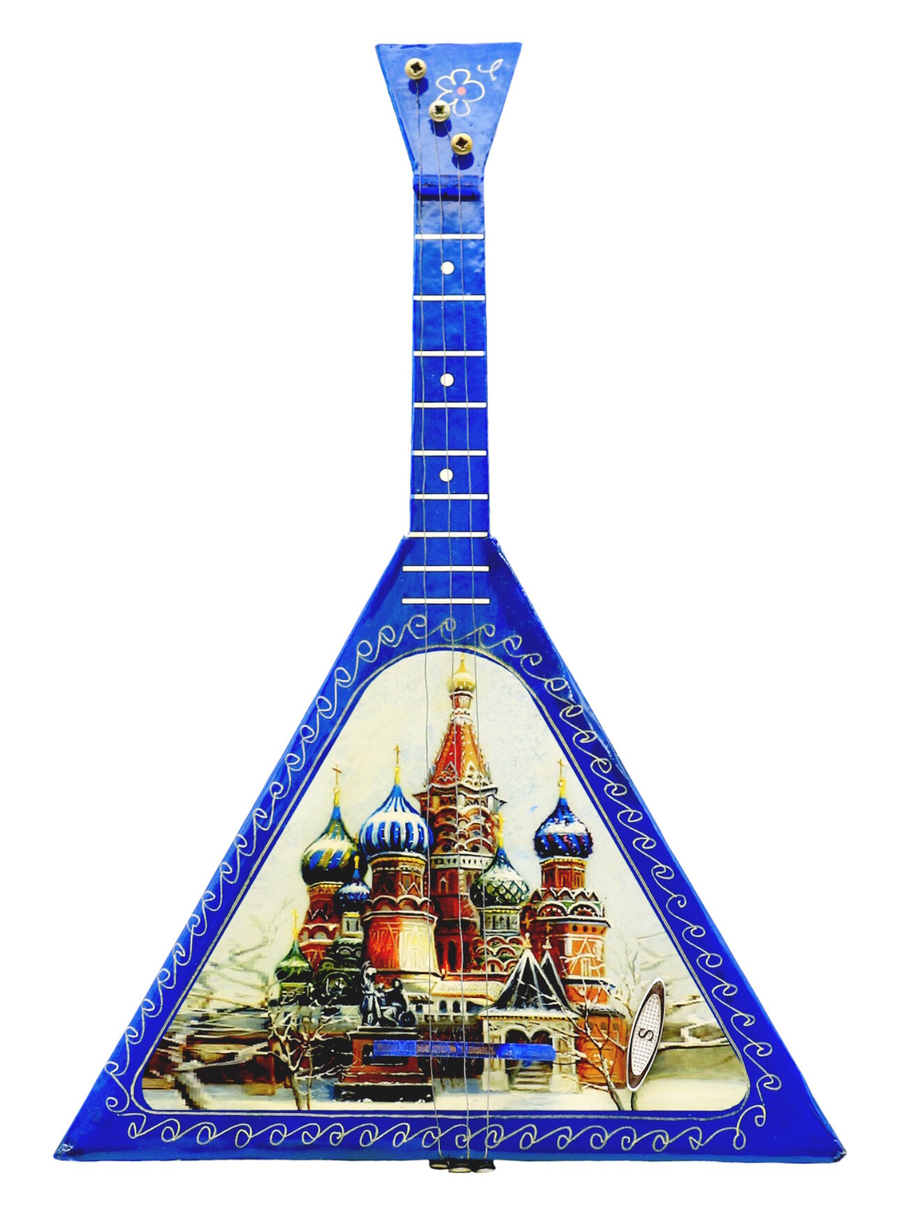 Балалайка Москва. Зимний Храм, синяя, с музыкальной шарманкой