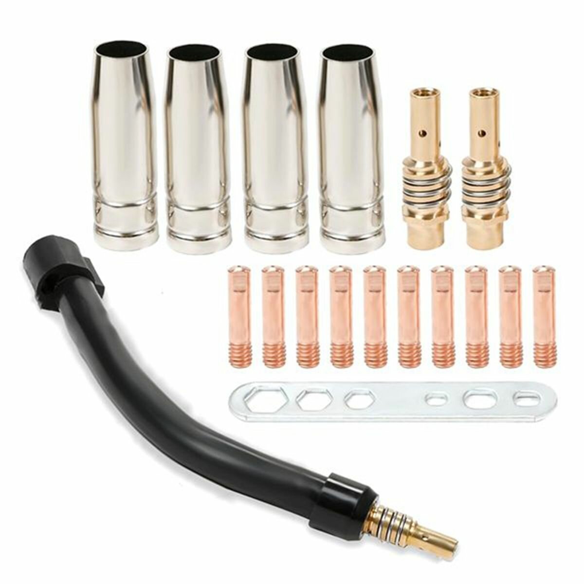 Гибкая сварочная шейка MIG, удлинитель, диффузор держателя сопла M6 030 дюймов и защитная шейка горелки для MB15