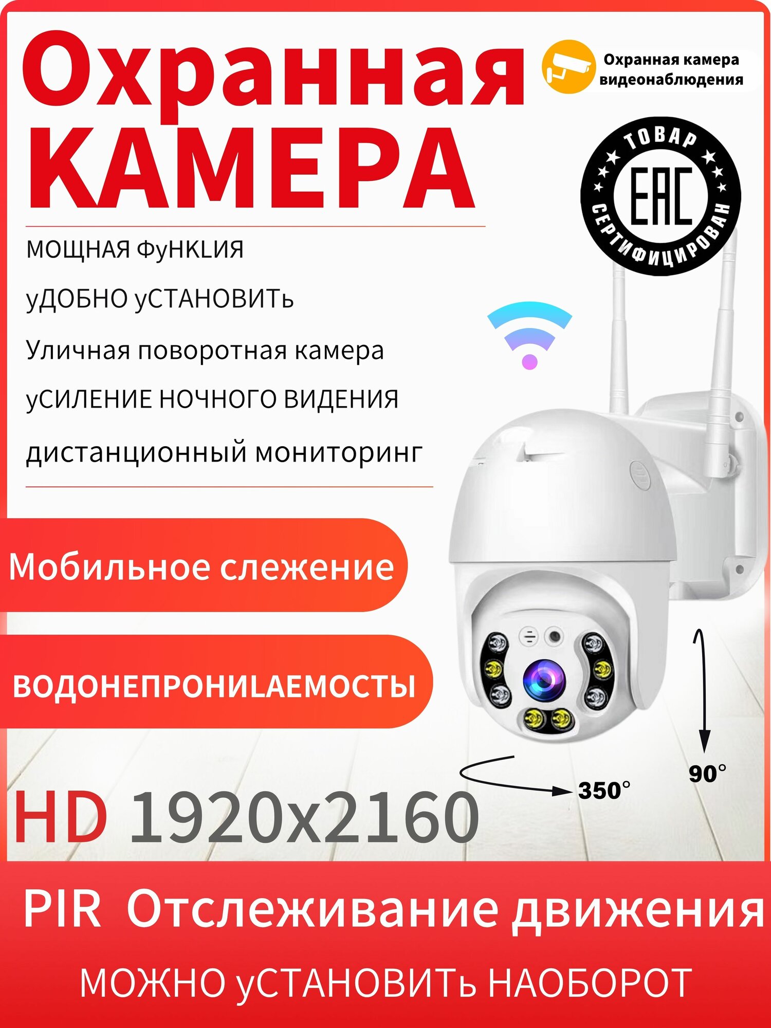 Wi-Fi камера для дома и дачи: двусторонняя аудиосвязь, запись на флешку
