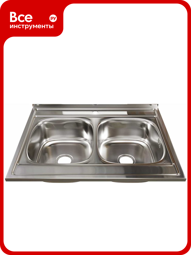 Мойка mixline 60х80х18 см, 0.6, 2 чаши, выпуск 3 1/2, с сифоном 528171